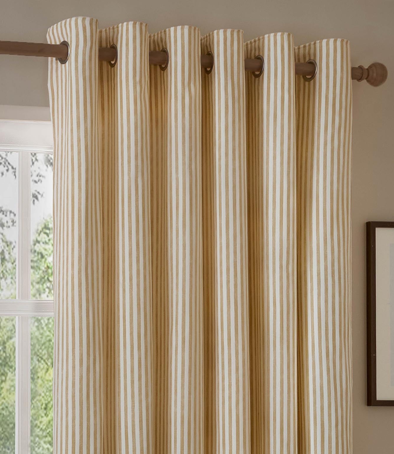 Hebden Honey Yellow Eyelet Curtains | Just Fabrics