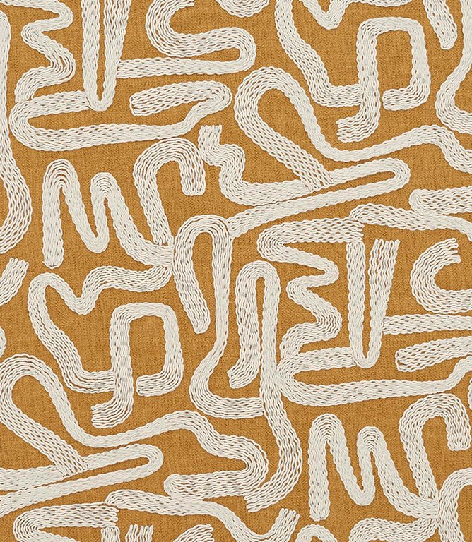 iLiv - Script Fabric Ochre – Just Fabrics
